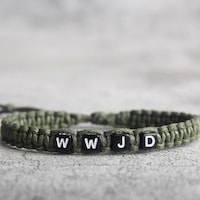 WWJD Bracelet: Custom Initial Macrame Bracelet, Christian Jewelry - Etsy