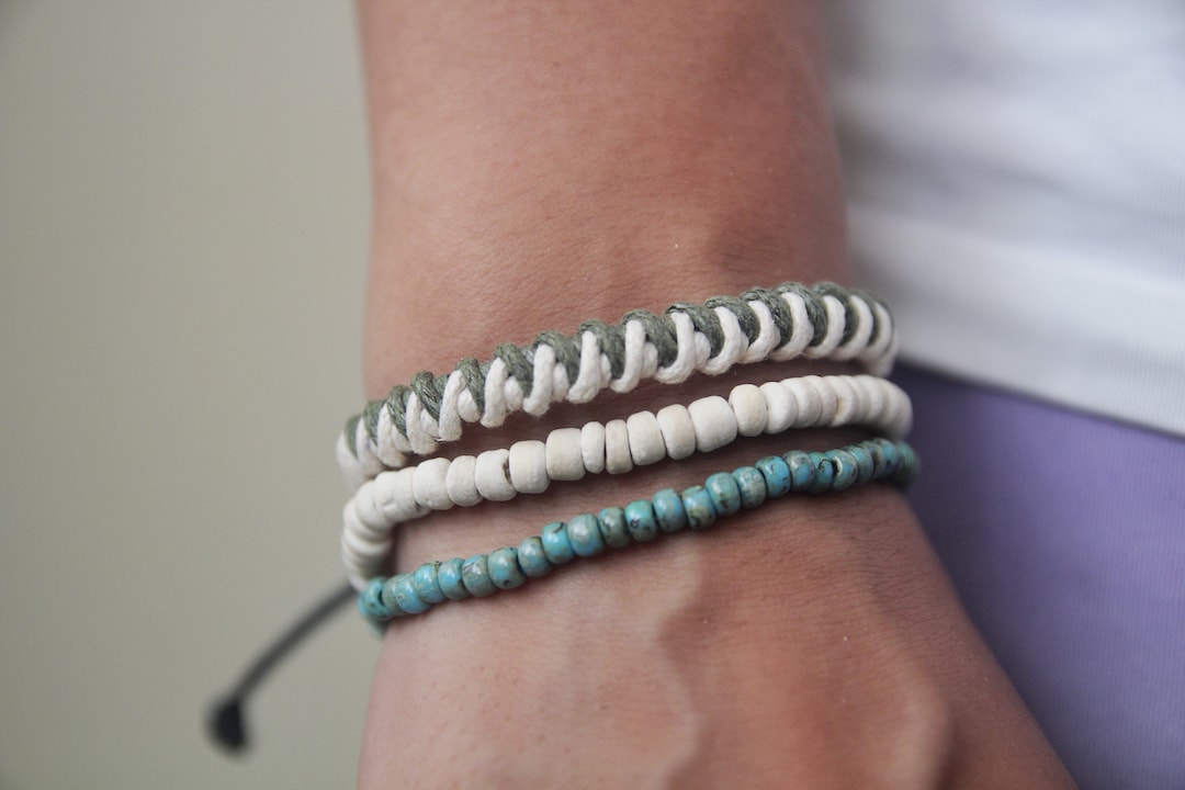 Surfer Bracelets for Men and Women, Boho Beaded Bracelet Set, Beach ...