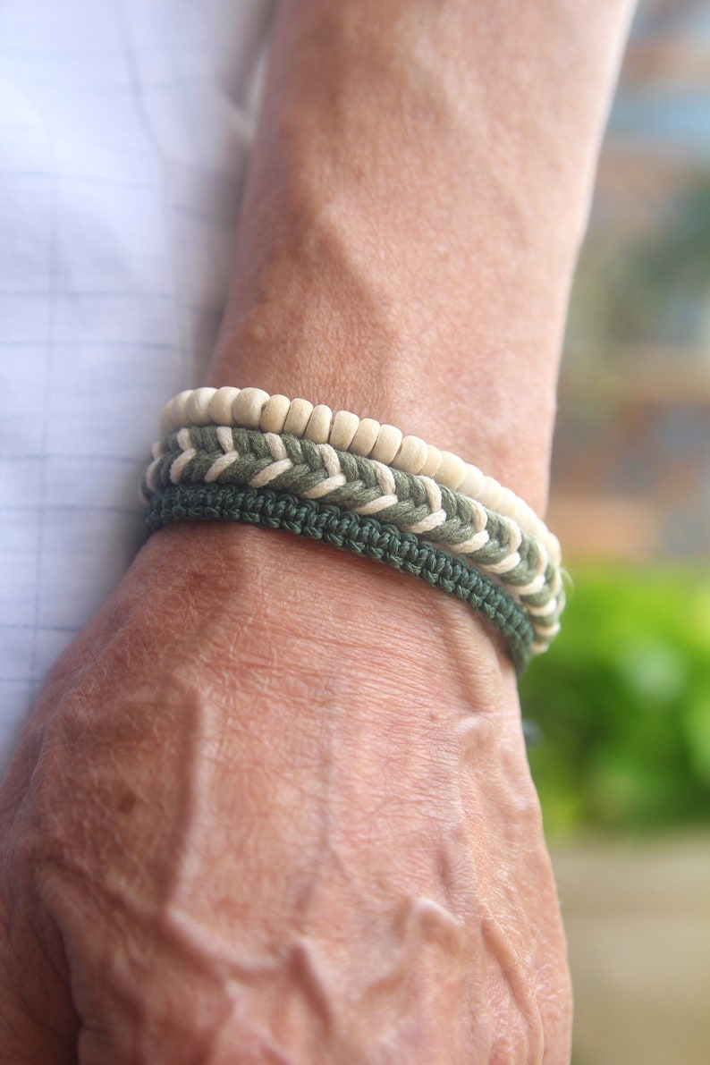 Wood Bead Bracelet Set: Handmade Hemp Braided Boho Style - Etsy