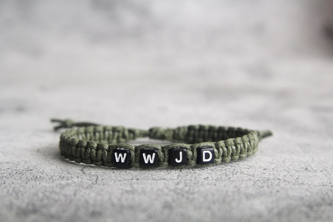 WWJD Bracelet: Custom Initial Macrame Bracelet, Christian Jewelry - Etsy