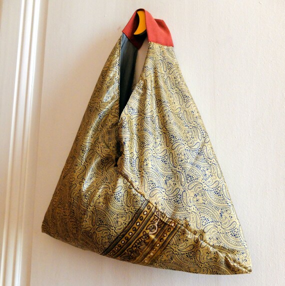 Origami Bag Beige Satin Boho Bag Upcycled Fabric - Etsy