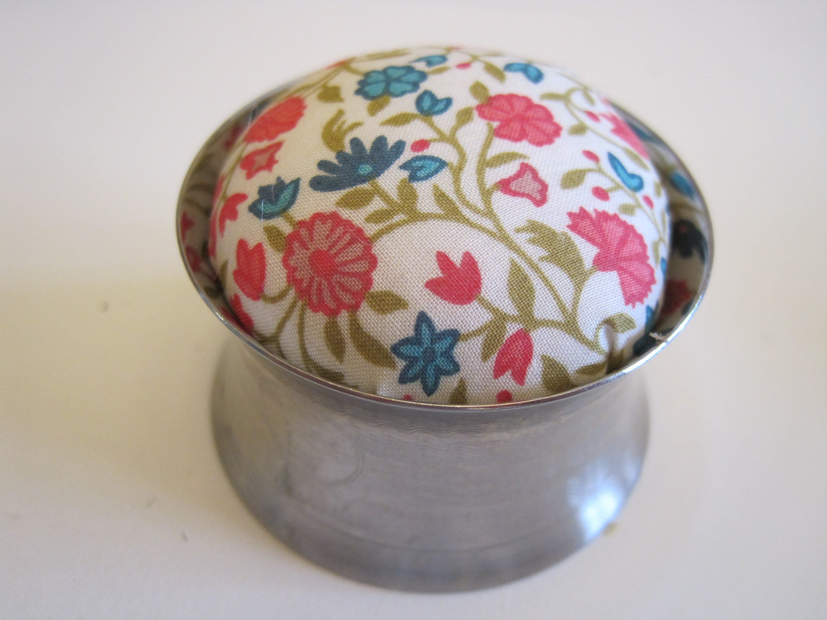 Liberty print pin cushion on silver plated napkin ring | Etsy