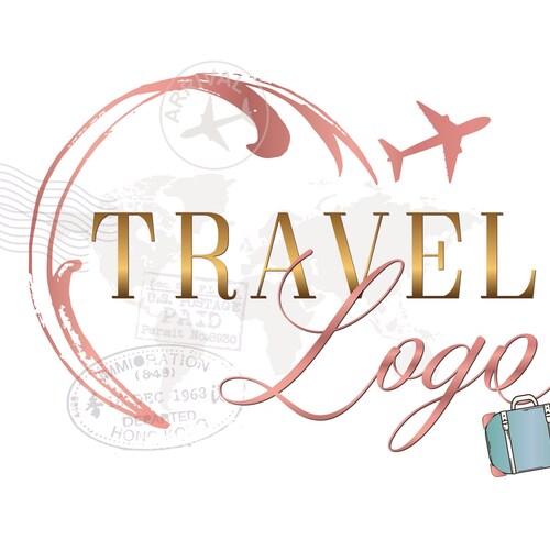 Travel Logo Round Circle Black Gold Logo Design Travel Gold - Etsy