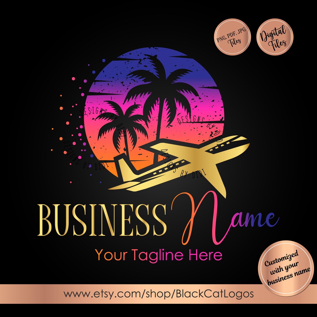 Exotic Travel Agency Logo: Sunset Design Branding Template (digital ...