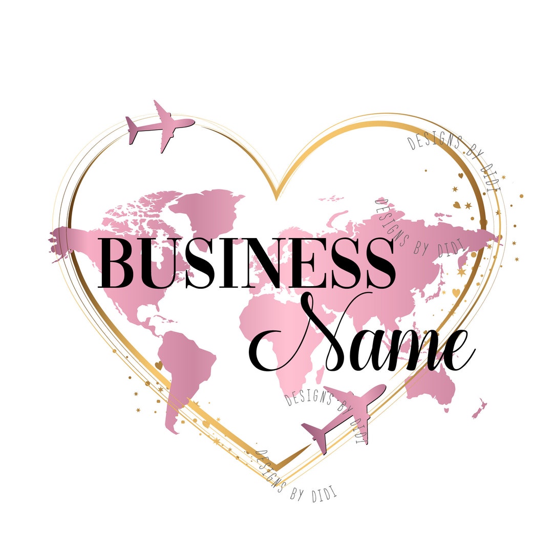 Travel Logo, Heart Plane Travel Logo, Travel Heart Purple Gold Logo ...