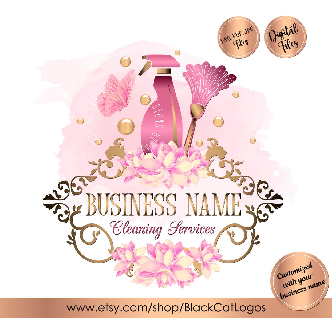 Floral Butterfly Cleaning Service Logo: Maid, Housekeeping (vector ...