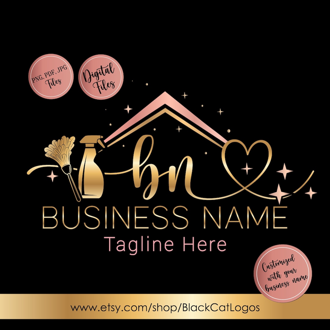 Gold Cleaning Service Logo: Initial Monogram, Housekeeping Logo ...