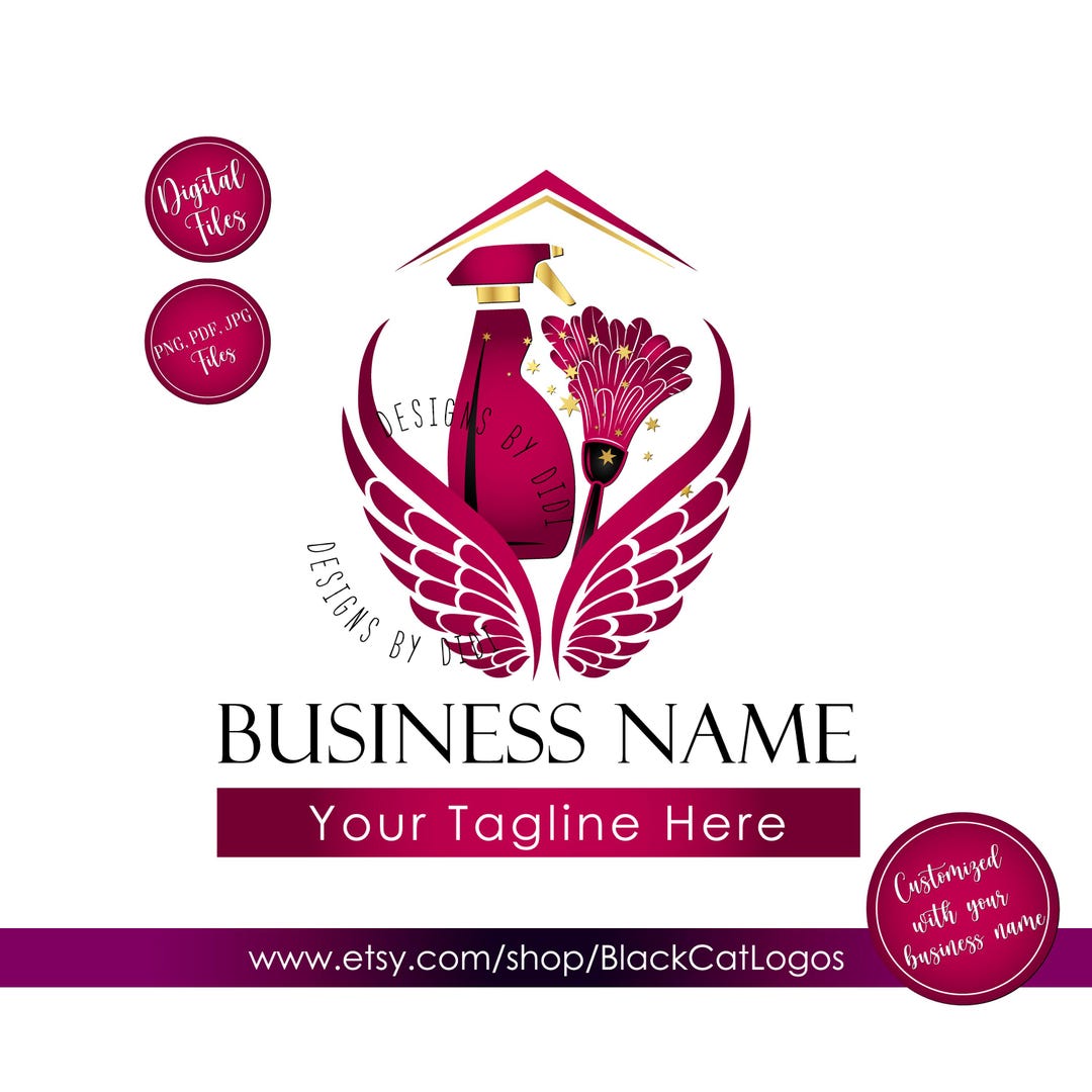 Angel Wings Cleaning Service Logo: Gold Duster Design (digital Files ...