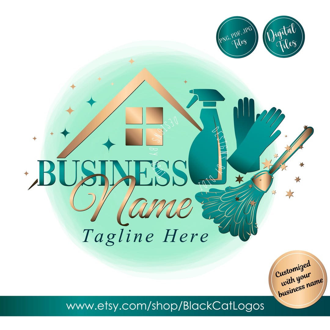Cleaning Service Logo, Teal Gold Maid Service Graphic Design ...