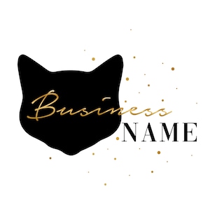 Cat Logo Design, Gold Black Cat Logo Design, Cat Business Logo, Gold ...