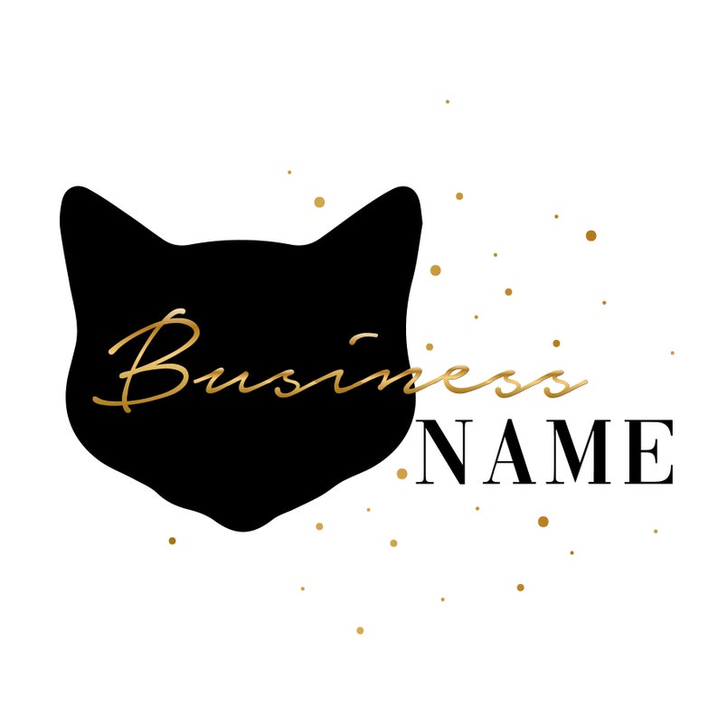 Cat Logo Design Gold Black Cat Logo Design Cat Business - Etsy