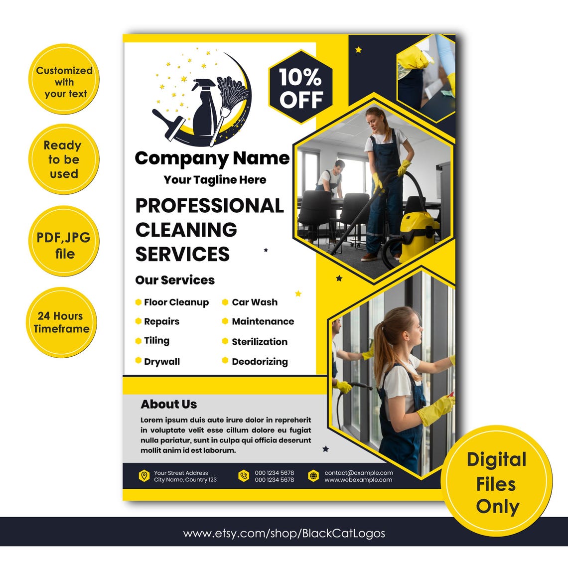 Cleaning Services Flyer Template: Customizable Janitor, Maid ...