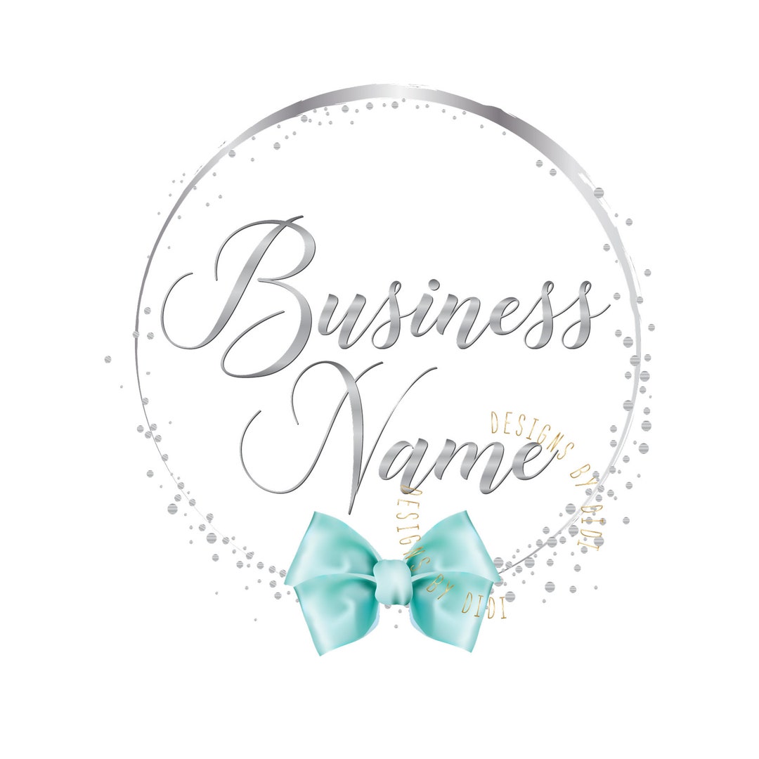 Blue Silver Bows Logo, Glitter Silver Logo, Logo Bow Turquoise Teal ...
