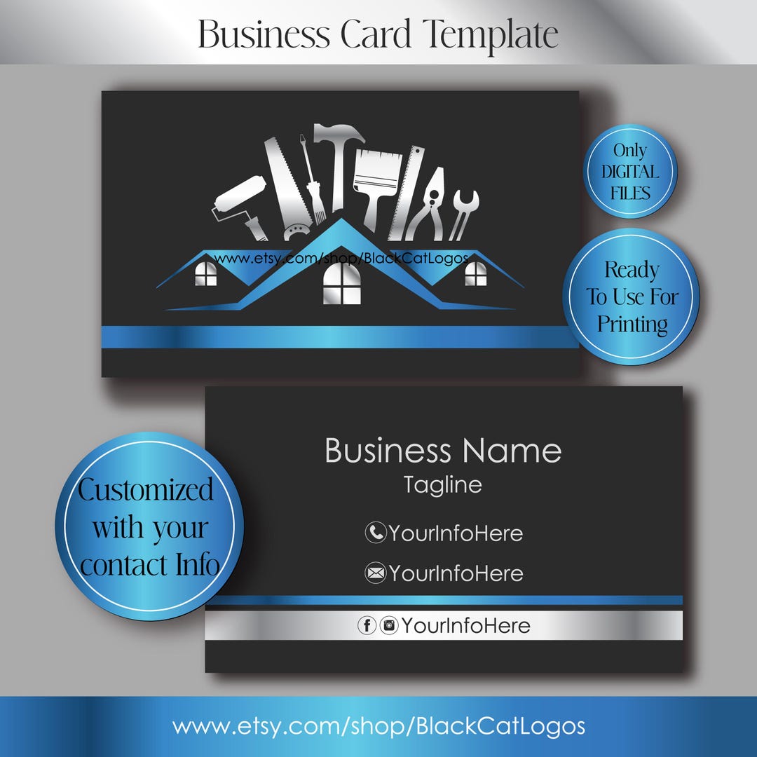 Handyman Services Business Card Template: Home Repair, Construction ...