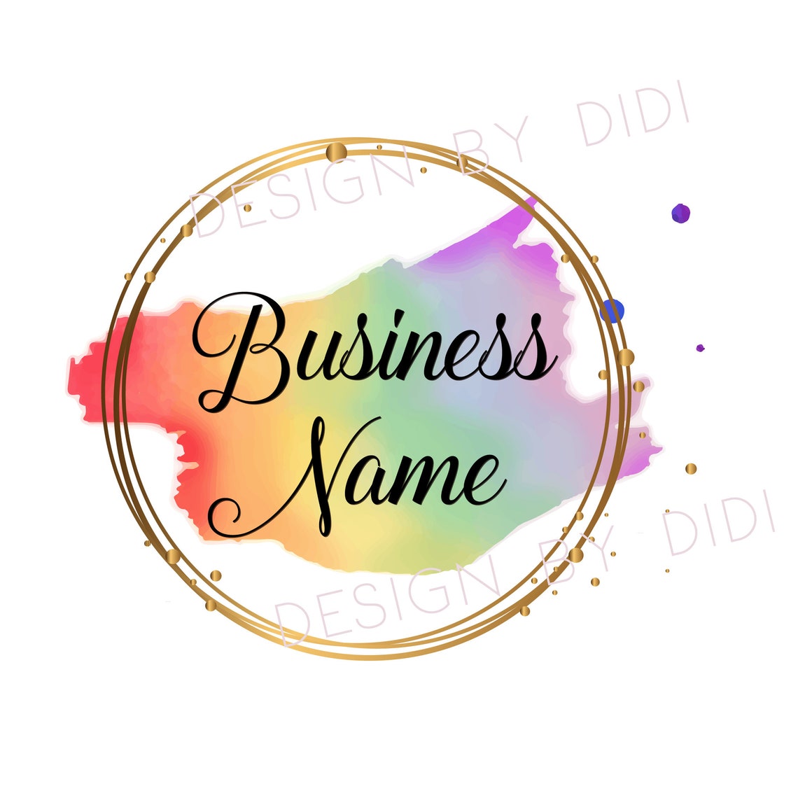 Round Circle Rainbow Logo Design Rainbow Dots Watermark Dots | Etsy