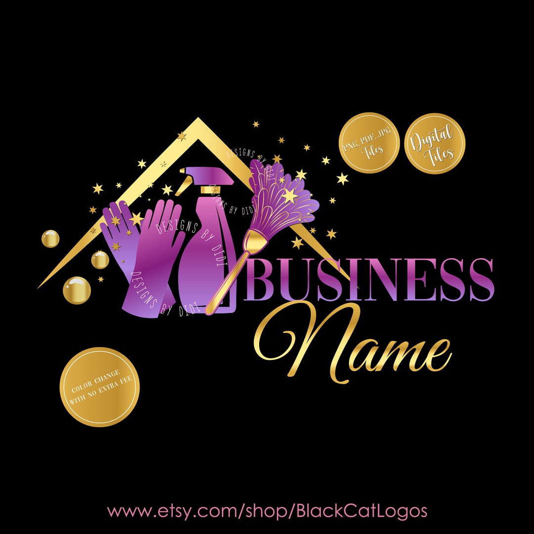 Cleaning Logo, Maid Service, Professional Clean, Gold Purple Black ...