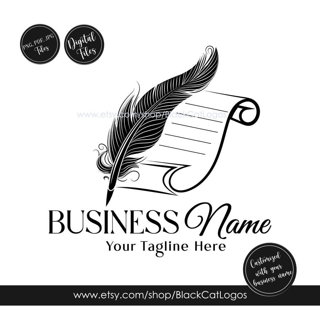 Notary Feather Logo: Modern Branding Design (digital Download, SVG, PNG ...
