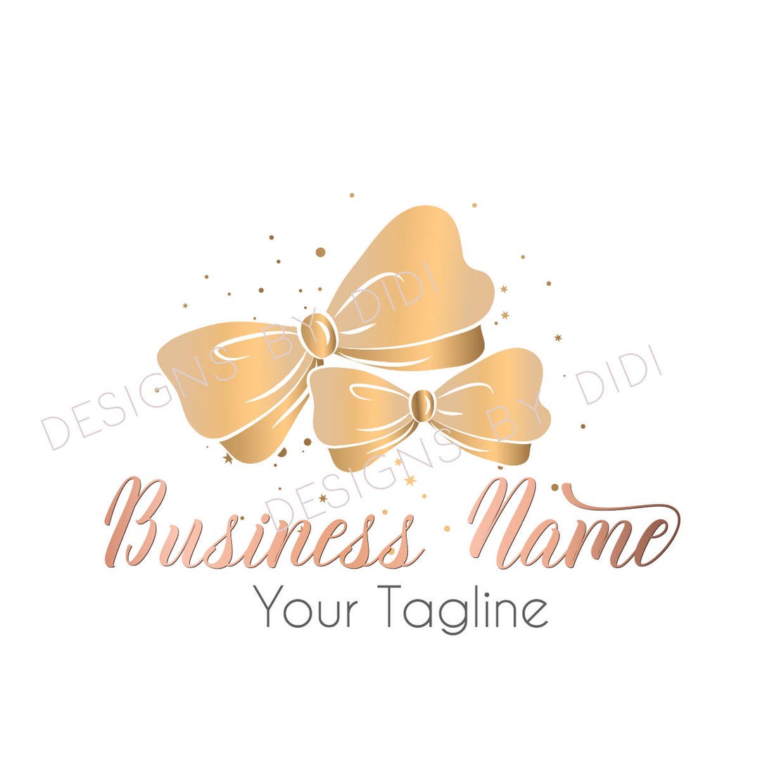 Girlish Bow Logo Design: Gold & Pink Branding (digital Files) - Etsy