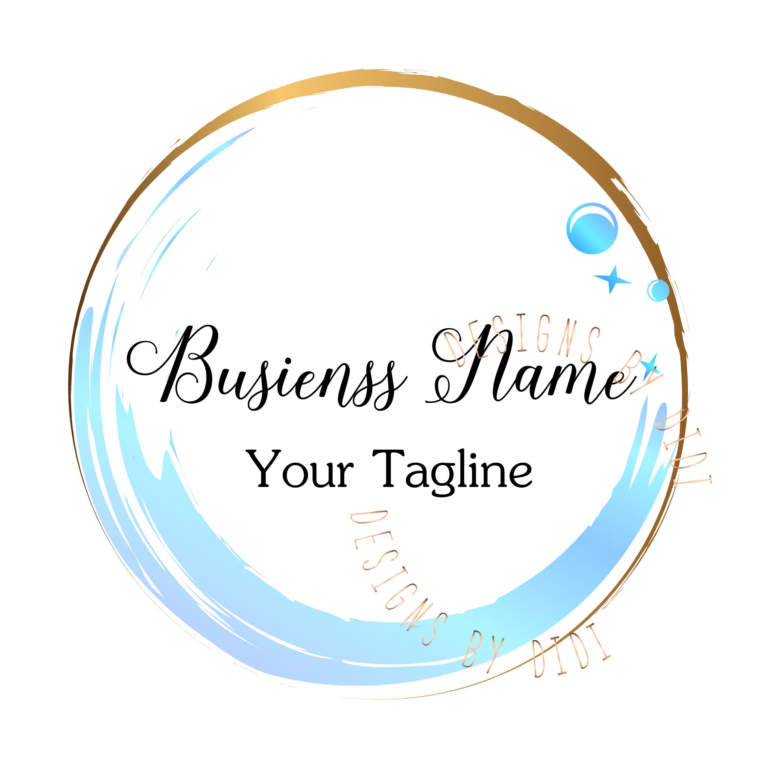 Round Circle Blue Logo Design Wave Water Watermarkocean - Etsy