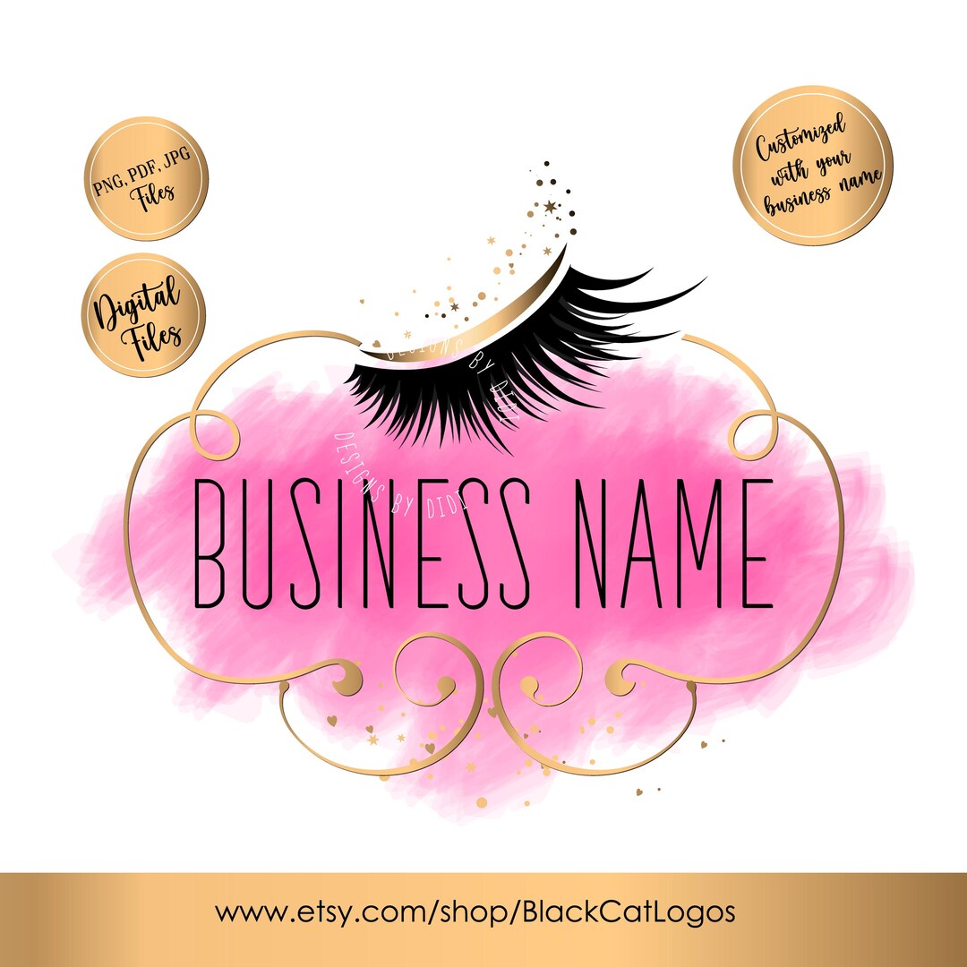 Eyelash Logo: Hot Pink Watercolor Lashes, Beauty Business Branding ...