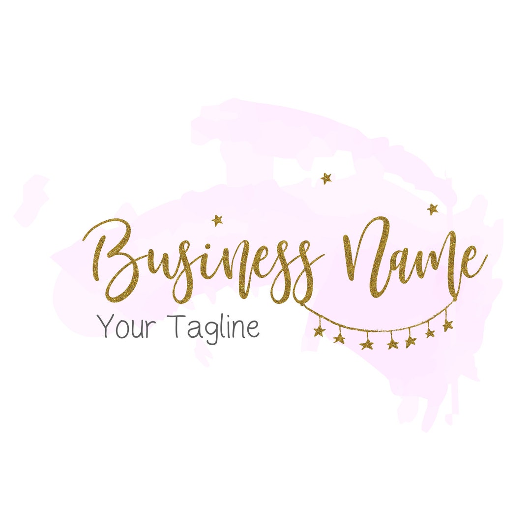 Round Circle Gold Logo Design Pink Gold Stars Dots Watermark - Etsy