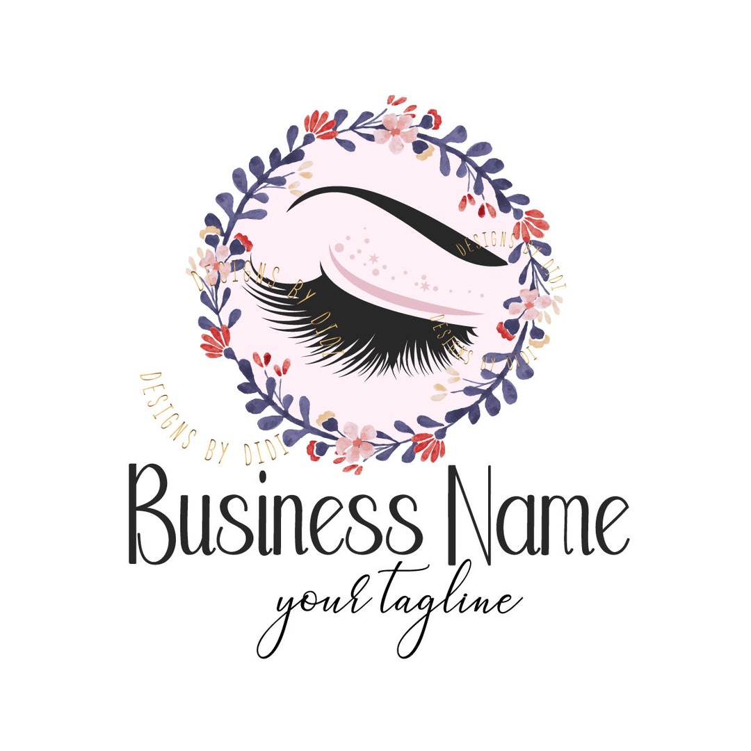 Lash Pink Flowers Logo Design, Flower Wreath Lash Logo, Eyelash Logo ...
