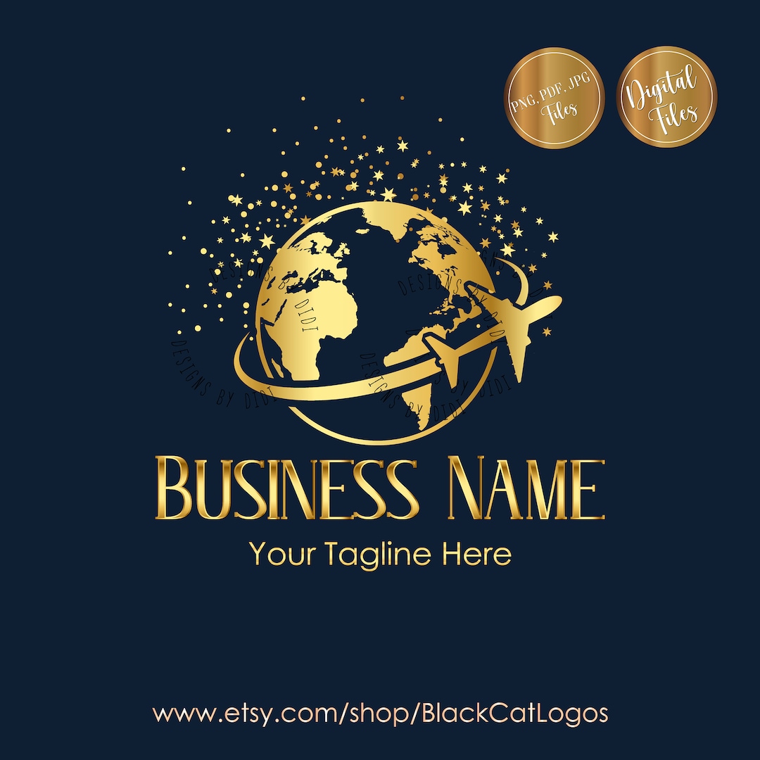 Travel Logo, Travel Agent Logo, Gold Royal Blue Travel Logo Design ...