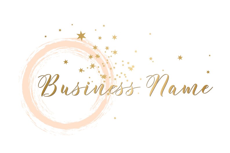 Round Circle Gold Logo Design Pink Gold Stars Dots Watermark - Etsy