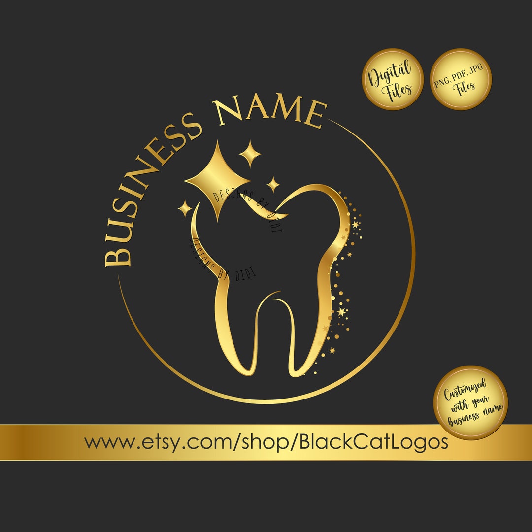 Tooth Logo, Gold Dental Logo, Premade Teeth Whitening Logo, Dentist ...