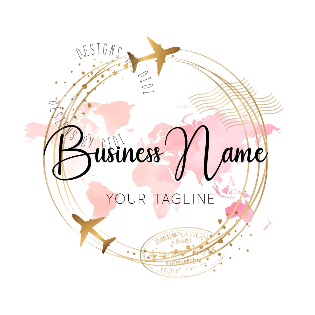Travel Logo, Gold Pink Travel Logo Design, Travel Business Logo, Logo ...