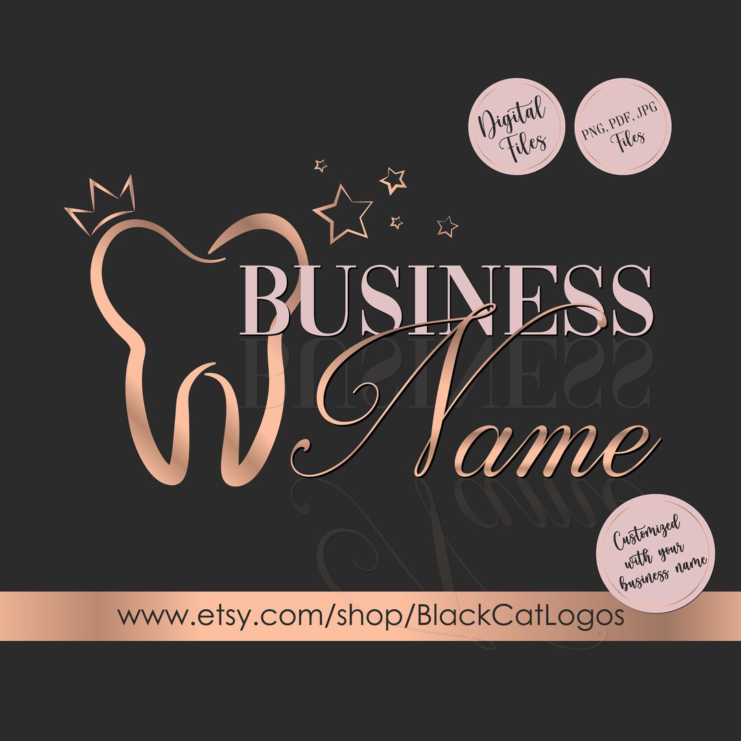 Rose Gold Tooth Logo: Glamour Dentist Design (digital Files) - Etsy