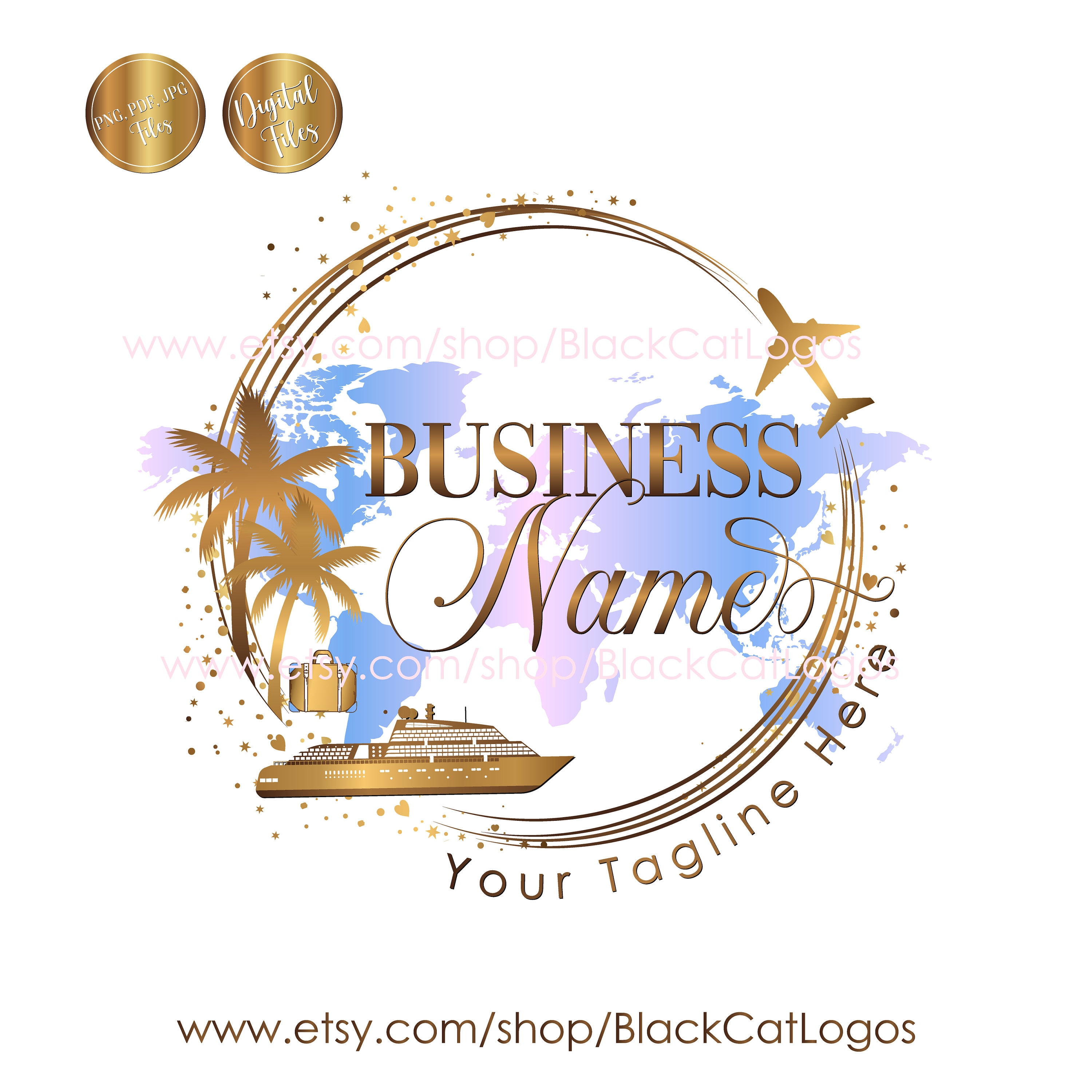 Travel Logo, Plane Ship Cruise Travel Logo, Travel Agent Business ...