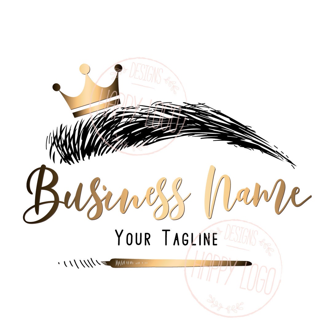 Microblading Logo, Crown Brow Logo, Custom Logo Design, Gold Crown Brow ...