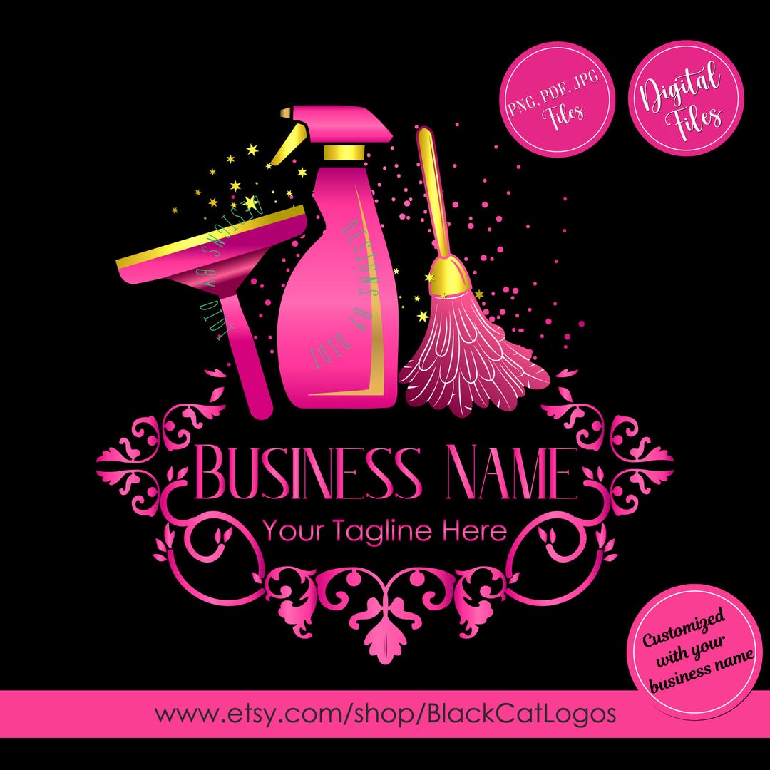Elegant Cleaning Service Logo: Hot Pink Business Branding (digital ...