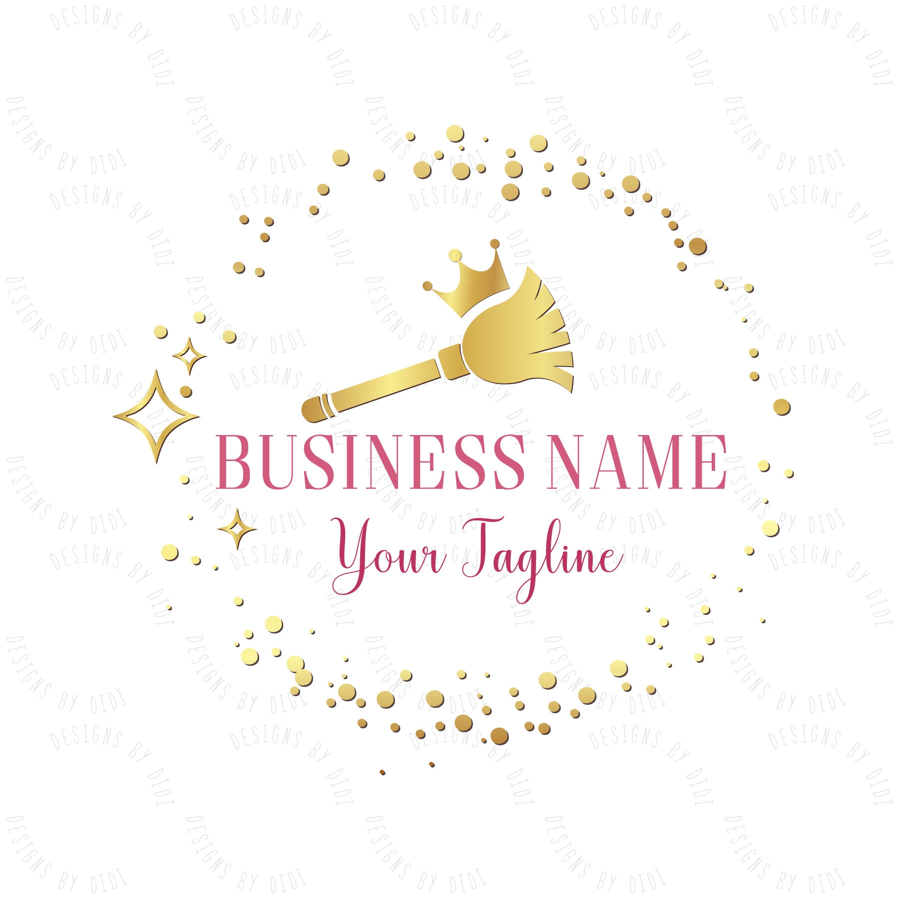 Round Circle Cleaning Logo Design Dust Cleaner Logo Gold | Etsy