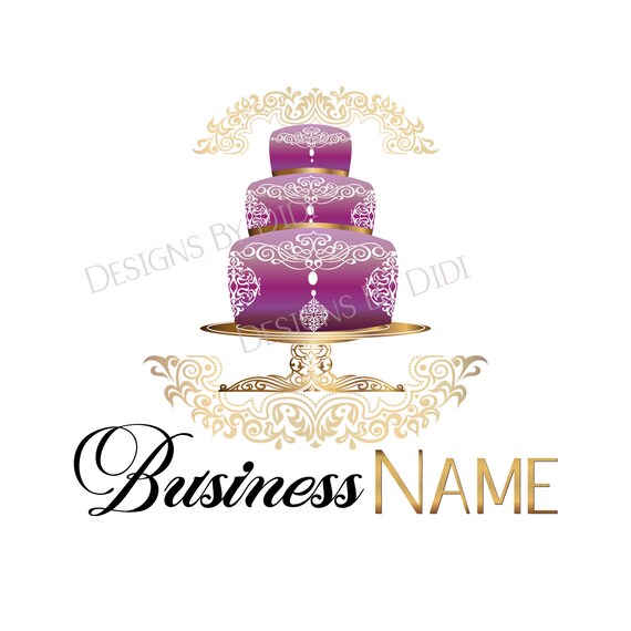 Cake Bakery Logo Design Purple Gold Cake Logo Designcake - Etsy