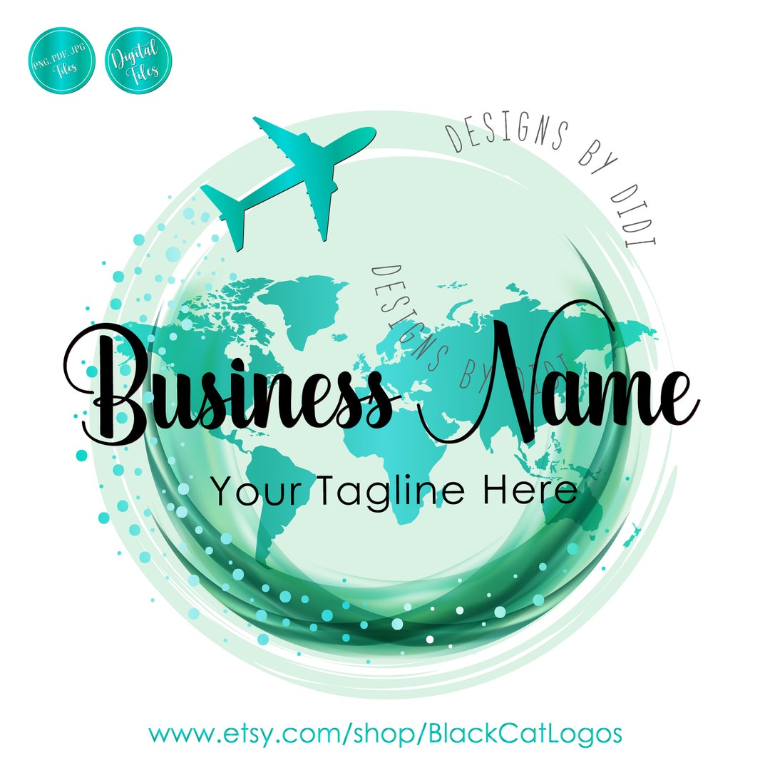 Travel Logo, World Map Trip Design, Wave Ocean Plane Branding, Travel ...