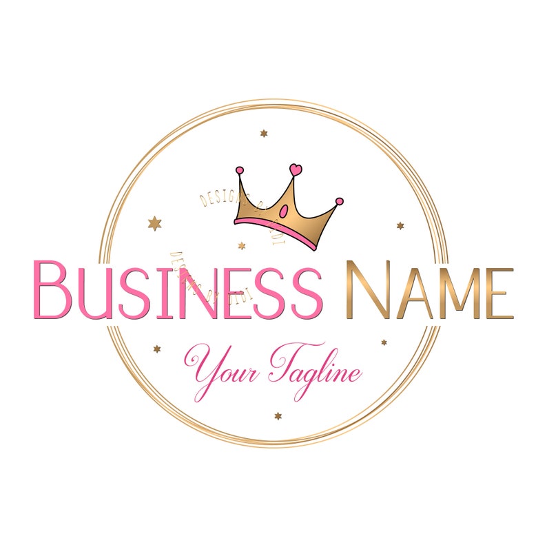 Crown Logo Princess Logo Gold Crown Logo Gold Pink Logo - Etsy