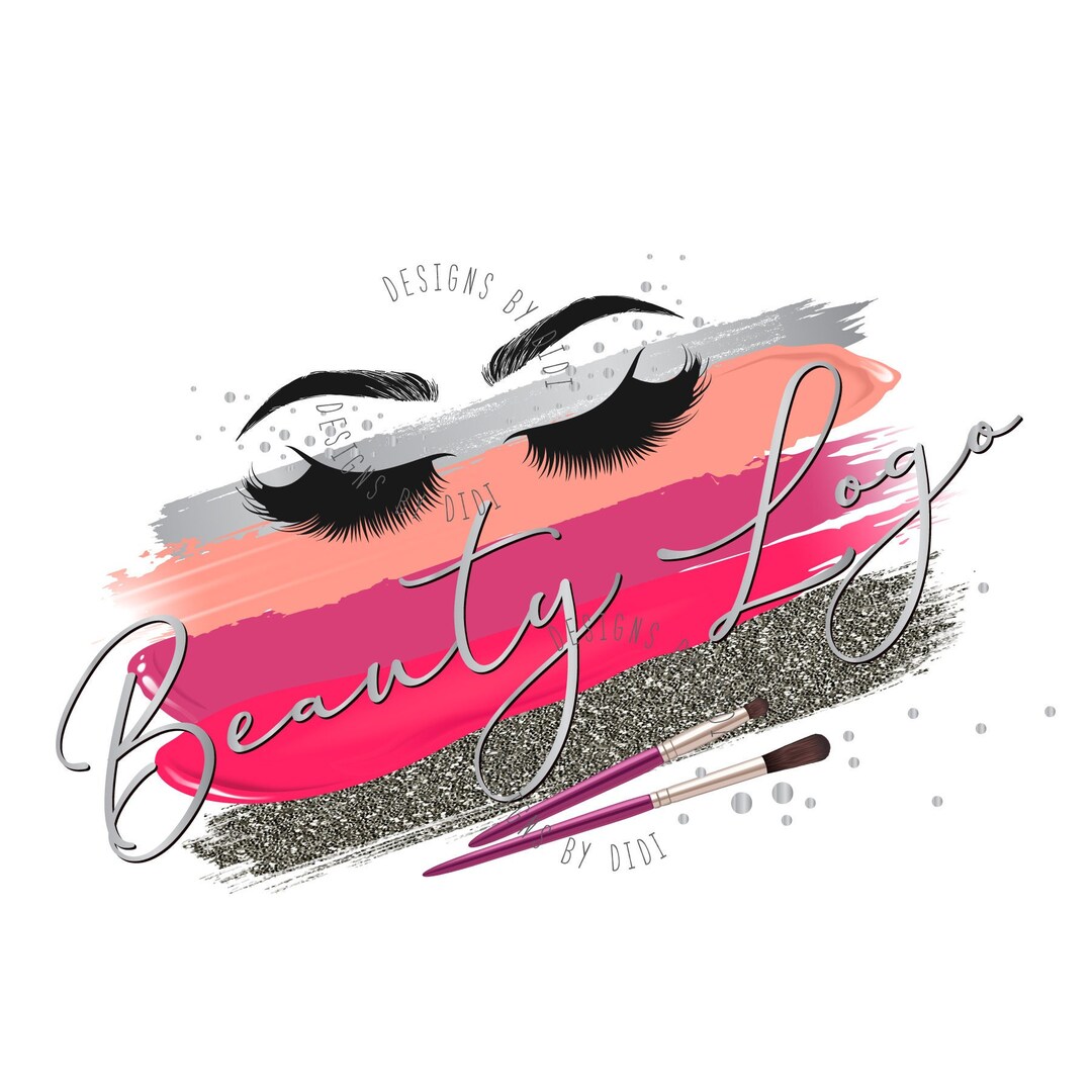 Lash Logo Design: Silver Glitter, Pink Cosmetic (digital Files) - Etsy