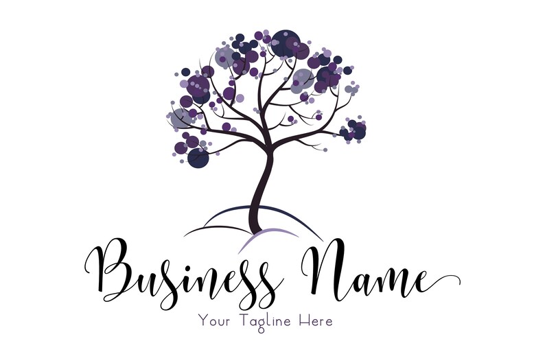 Tree Logo Design Purple Tree Watermark Tree With Bubbles - Etsy