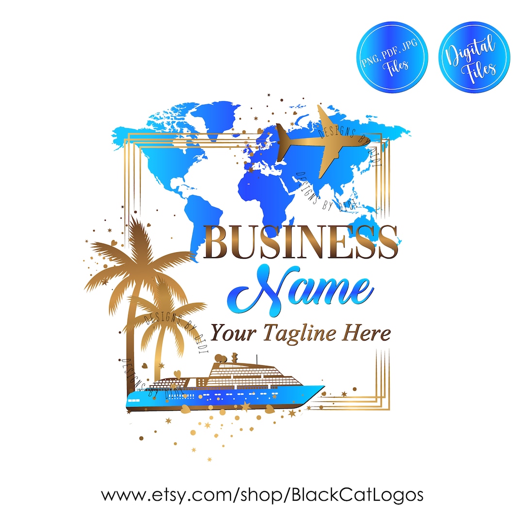 Travel Logo, Palm Tree Sunset Plane Ship Cruise Logo, Travel Agent Logo ...