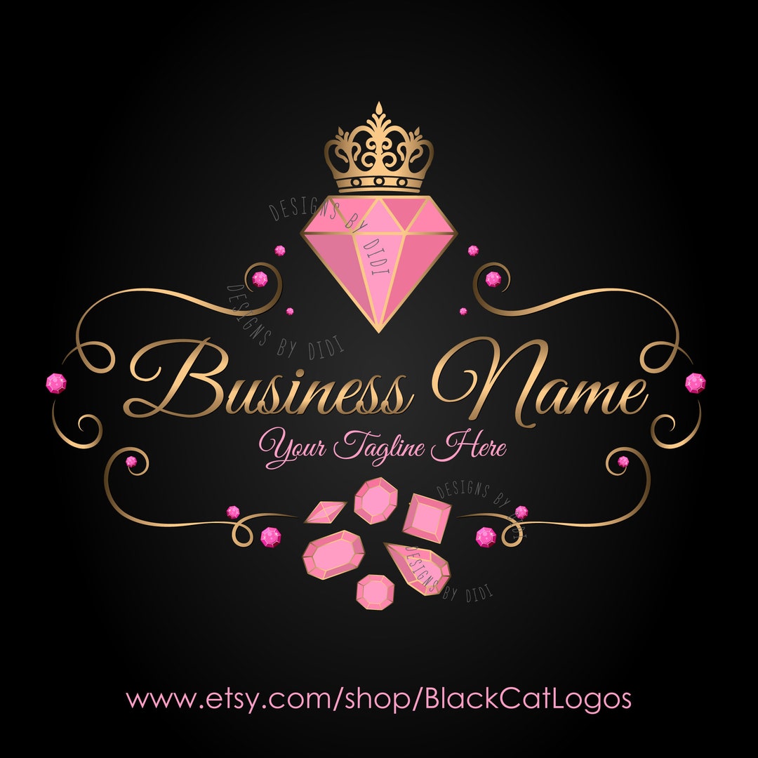 Diamond Crown Logo, Pink Jewelry Store Logo, Jewels Gems Crystals ...