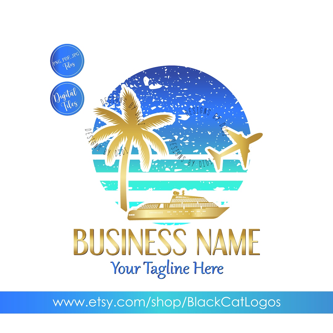 Travel Logo, Plane Ship Cruise Palm Tree Logo, Travel Agent Logo ...