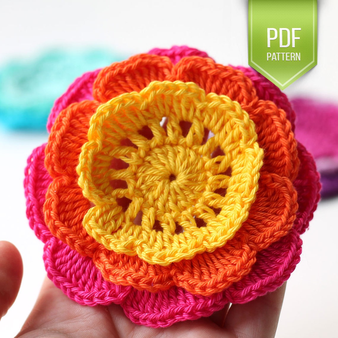 CROCHET PATTERN Flower Power Instant Download Colourful - Etsy