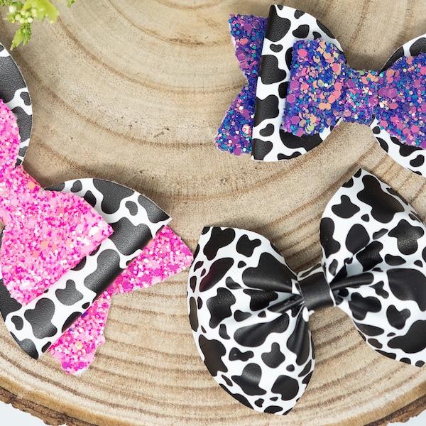 Cow Print Hair Bow - Etsy