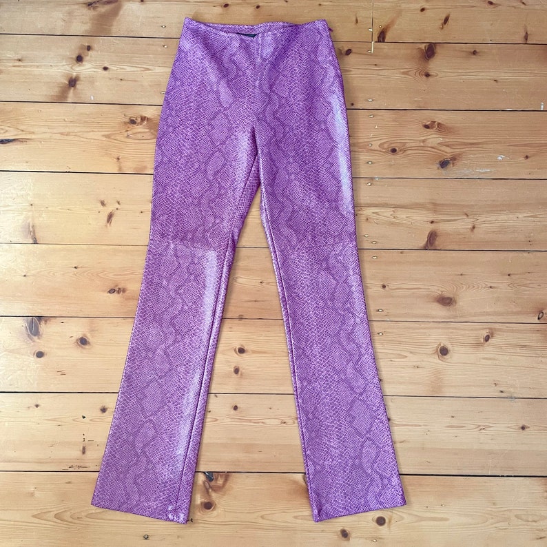 Vintage Pinkish Purple Faux Snake Skin Trousers Tight Fit Y2k