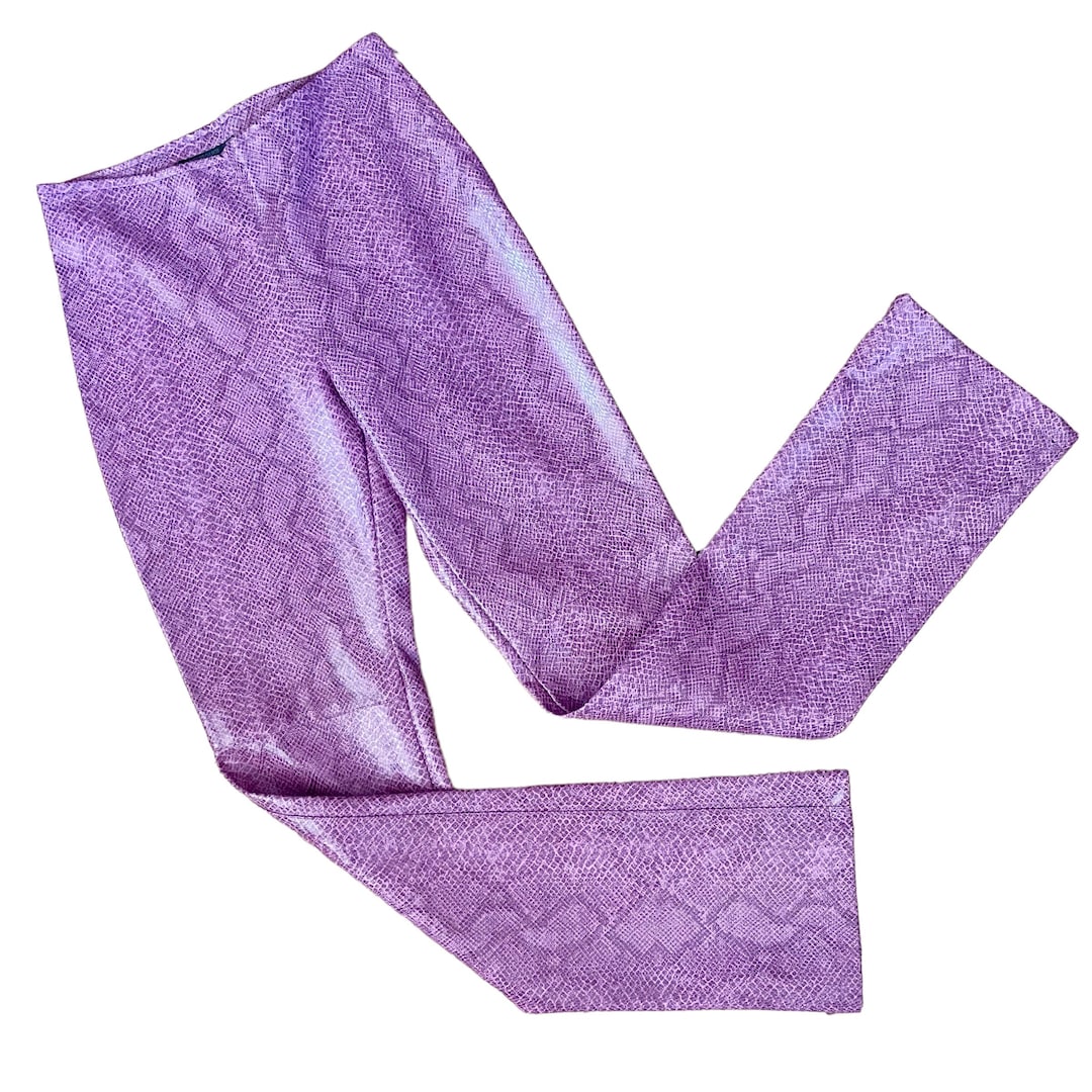 Vintage Pinkish Purple Faux Snake Skin Trousers Tight Fit Y2k