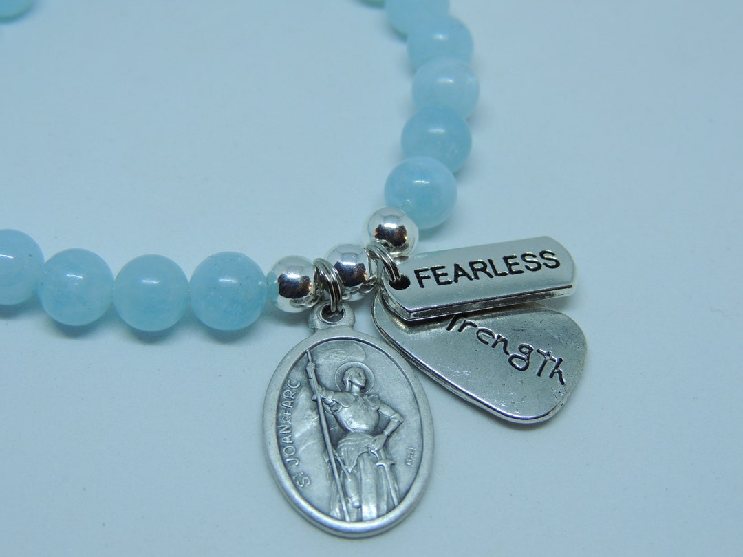 Saint Joan of Arc Medallion Fearless & Strength Charms-blue Aquamarine ...