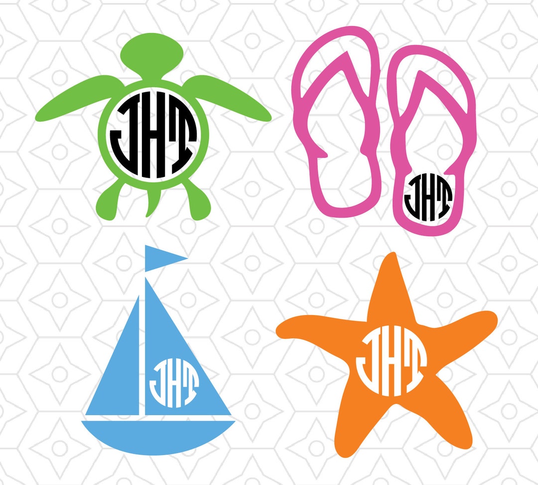 Beach Monogram Frame Decal Collection SVG DXF and AI Vector - Etsy