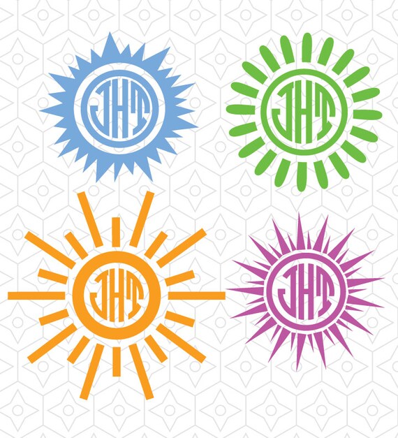 Sunburst Decal Monogram Frames SVG DXF and AI Vector Files - Etsy